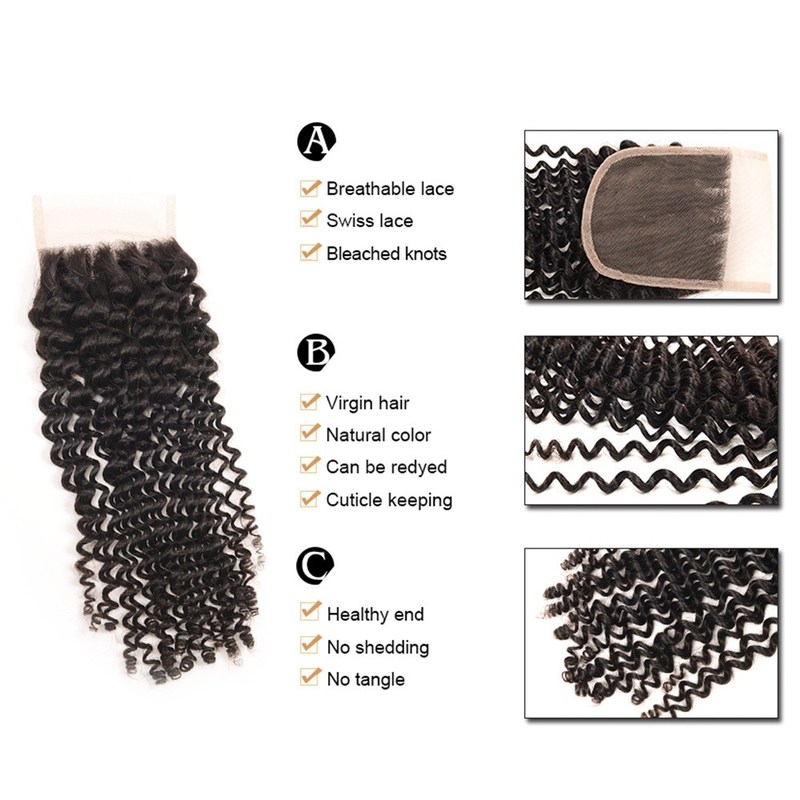 Indian Kinky Curly Closure Made In China Top Closure Full Hand Tied ...