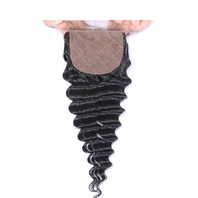 Brazilian Deep Curly Silk Base Closure 10-20 Inches With 130% Density